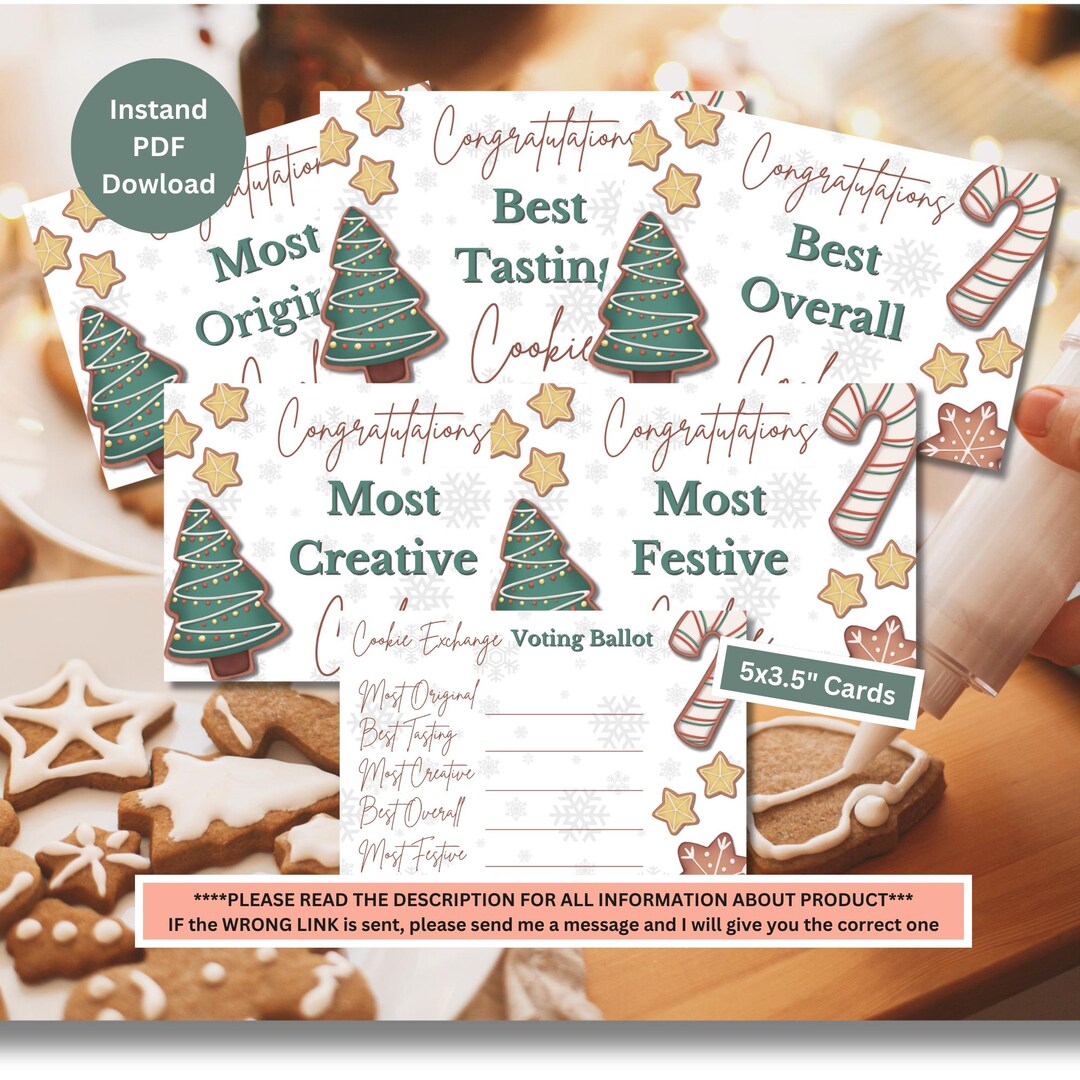 Christmas Cookie Exchange Certificate and Voting Ballot Cards Cookie ...