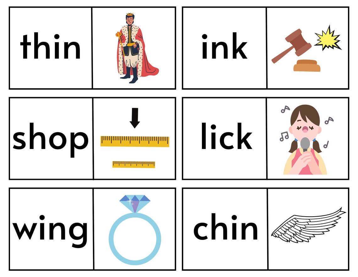 Phonics Matching Cards Game Digraphs CVC Words Phonics Games - Etsy