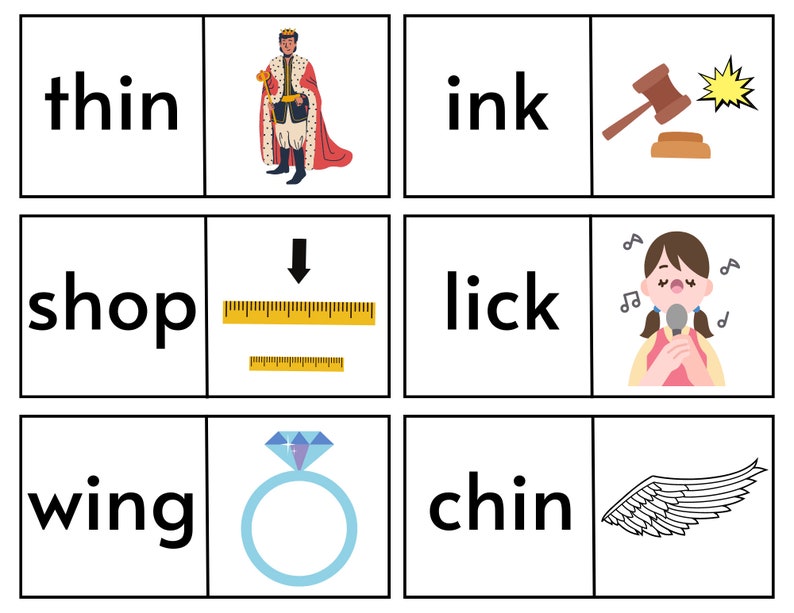 Phonics Matching Cards Game Digraphs CVC Words Phonics Games phonics ...