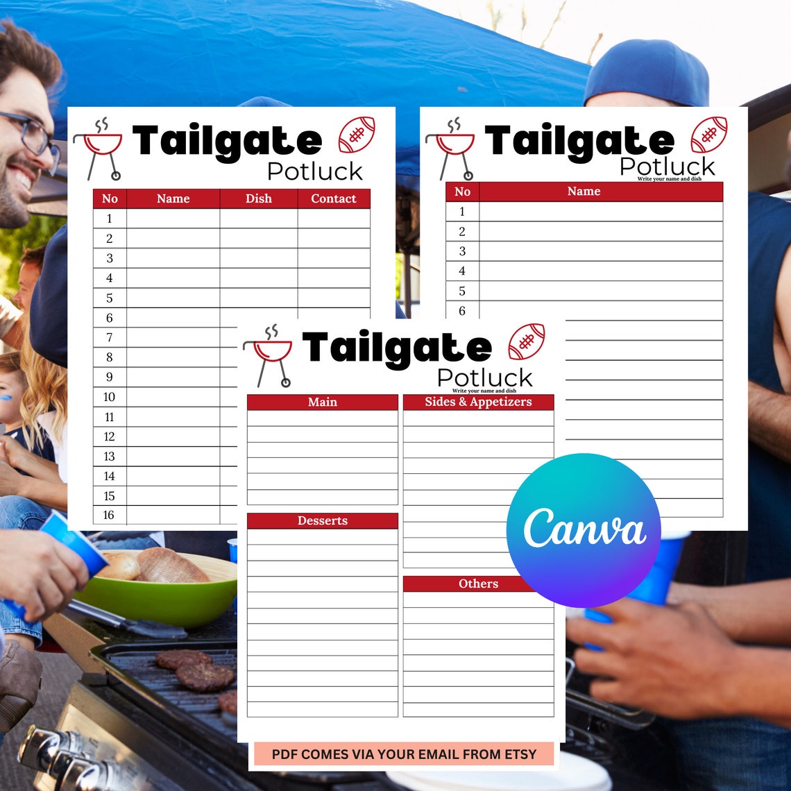Tailgate Potluck Sign up Sheet Potluck Sign up Sheet Football Party ...