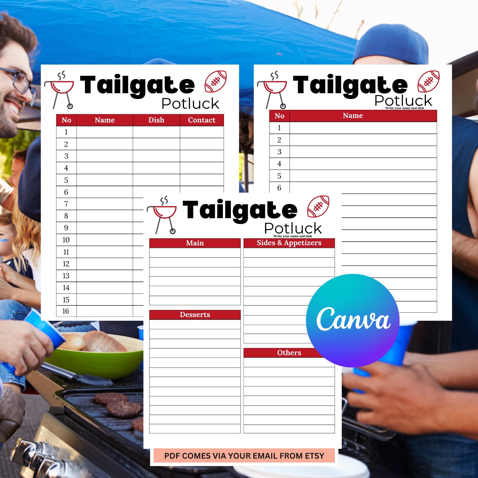 Tailgate Potluck Sign up Sheet Potluck Sign up Sheet Football Party ...
