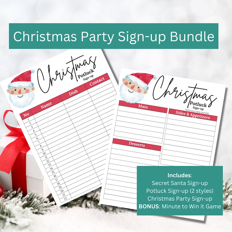Christmas Party Sign up Bundle | Christmas Work Party | Christmas ...