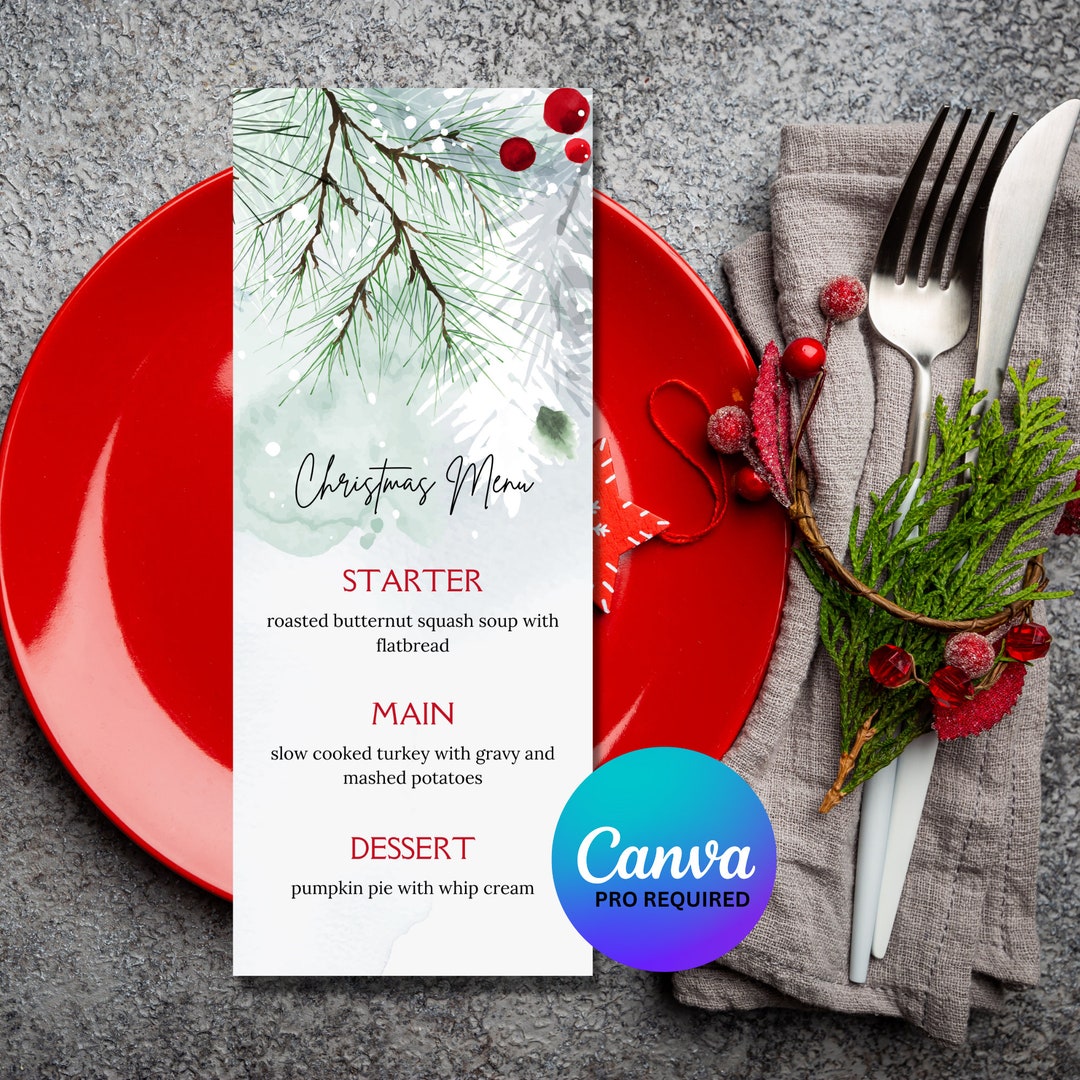 Christmas Menu | Editable Christmas Menu Template | Christmas Dinner ...