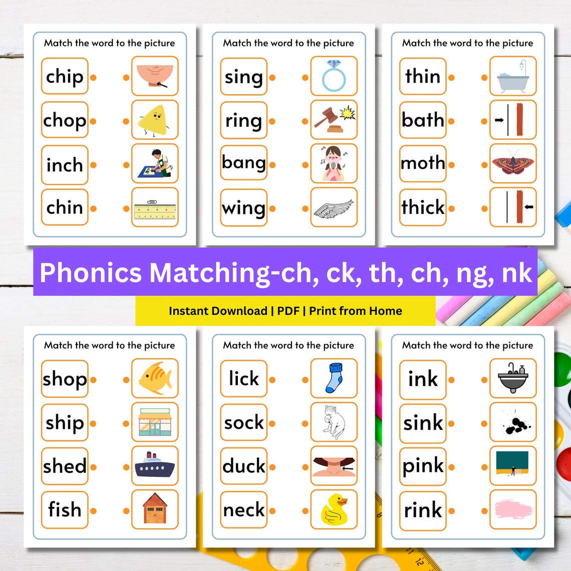 Phonics Worksheets Digraphs CVC Words Phonics Games - Etsy