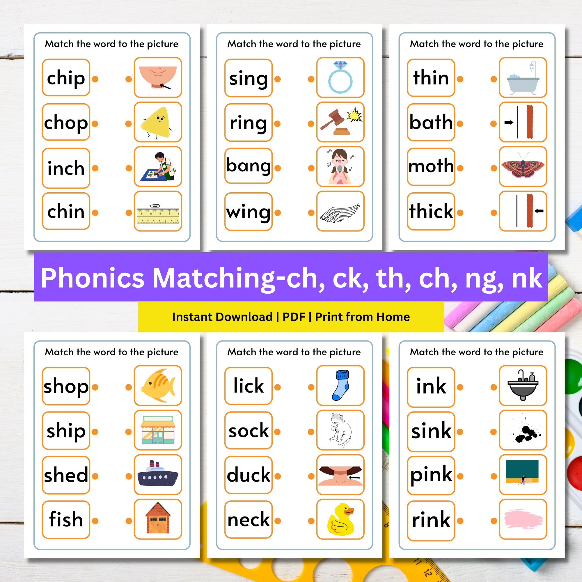 Phonics Worksheets Digraphs CVC Words Phonics Games - Etsy
