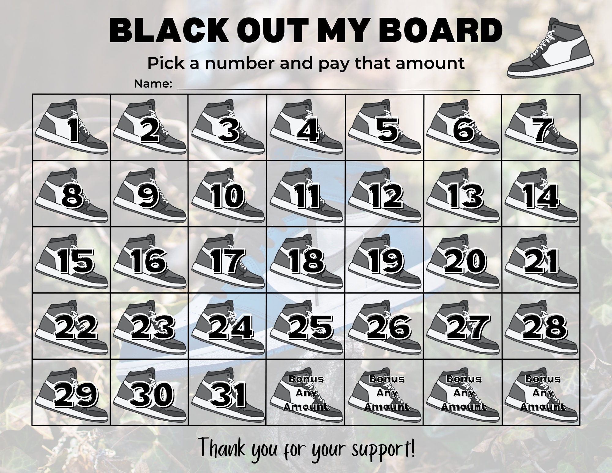 Sneaker Ball Fundraiser Calendar pick a Date Fundraiser Sport ...