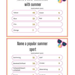Family Feud Summer Game | Summer Printable Games | Summer Activities ...