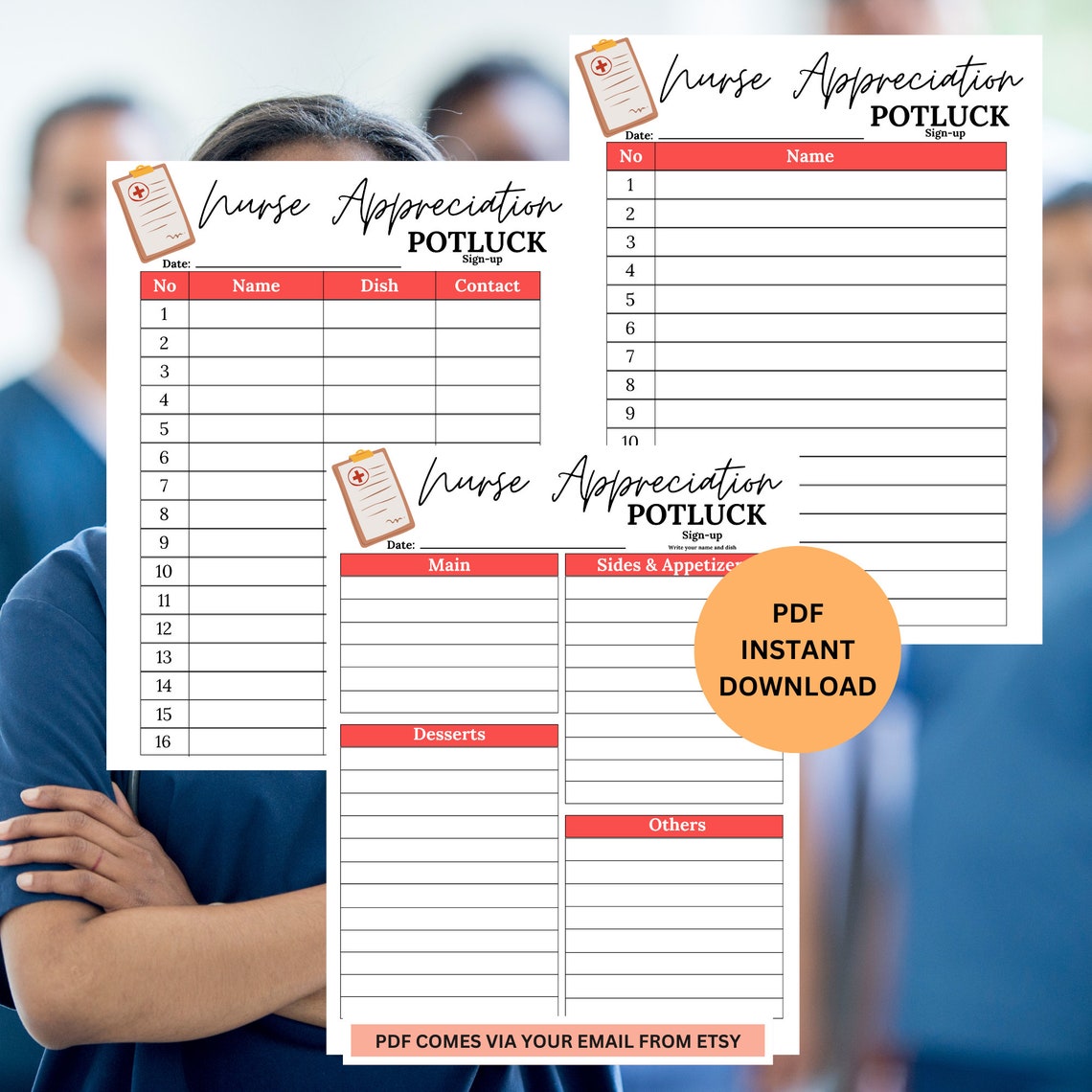 Nurse Appreciation Potluck Sign up Sheet | Nurse Sign up Sheet | Nurse ...