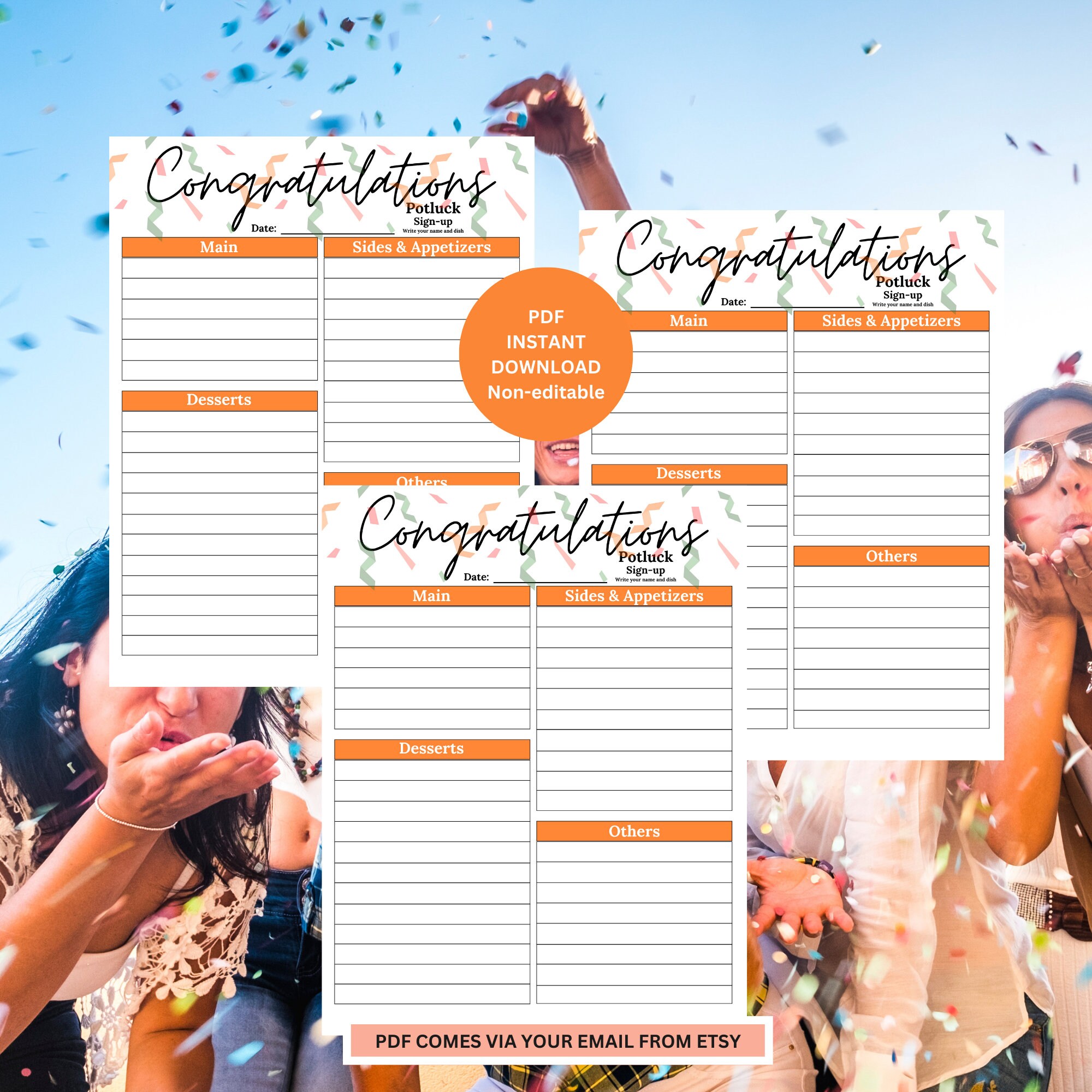 Congratulations Potluck Sign up Sheet | Wedding Potluck Sign up Sheet ...