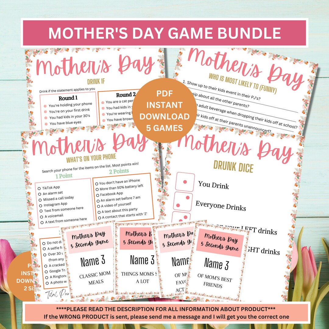 Fun Mother's Day Game Bundle | Mothers Day Game Bundle | Mother's Day ...
