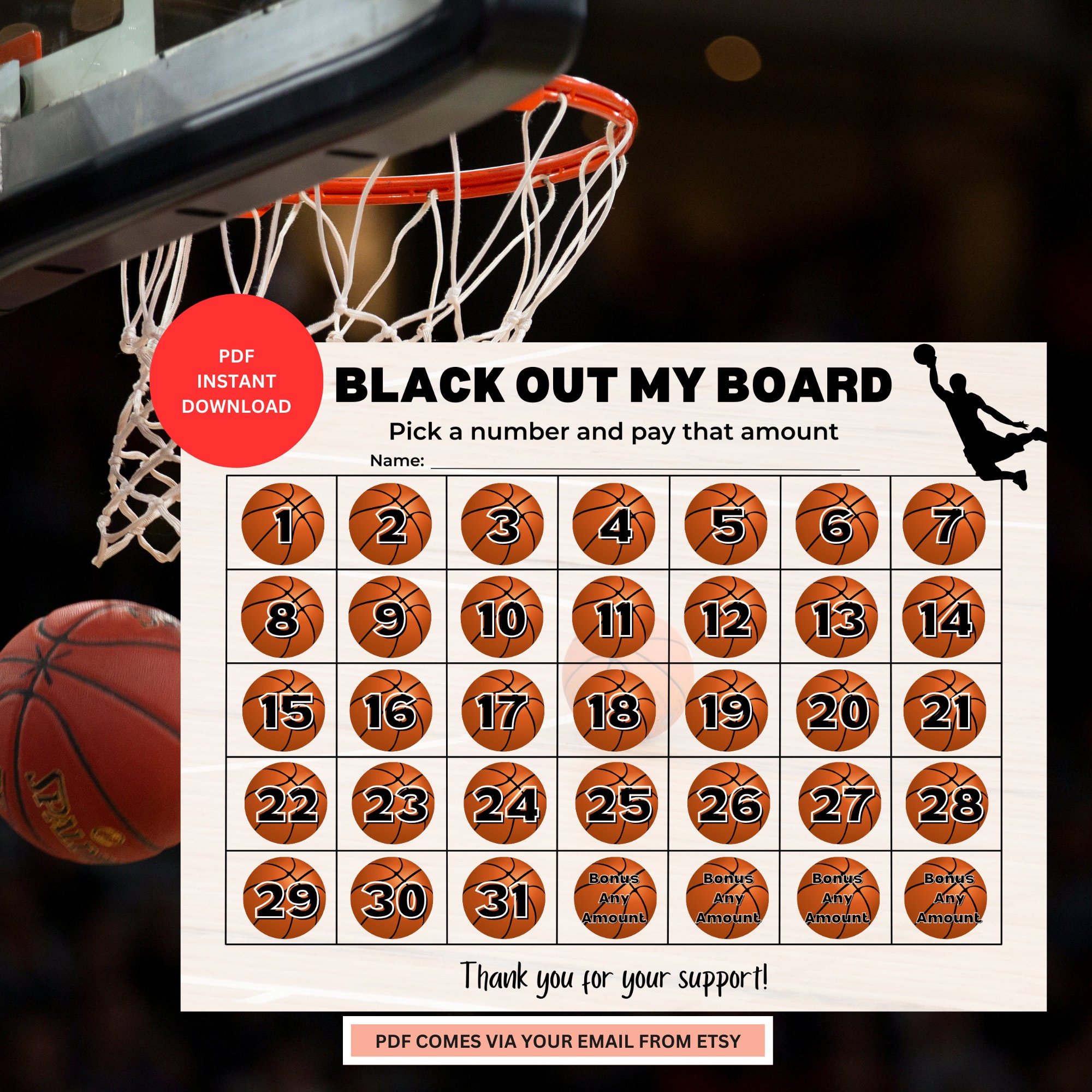 Basketball Fundraiser Calendar | Pick a Date Fundraiser | Sport ...