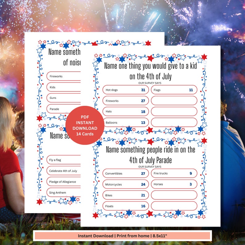 Family Feud 4th of July Game | Independence Day Printable Games | July ...