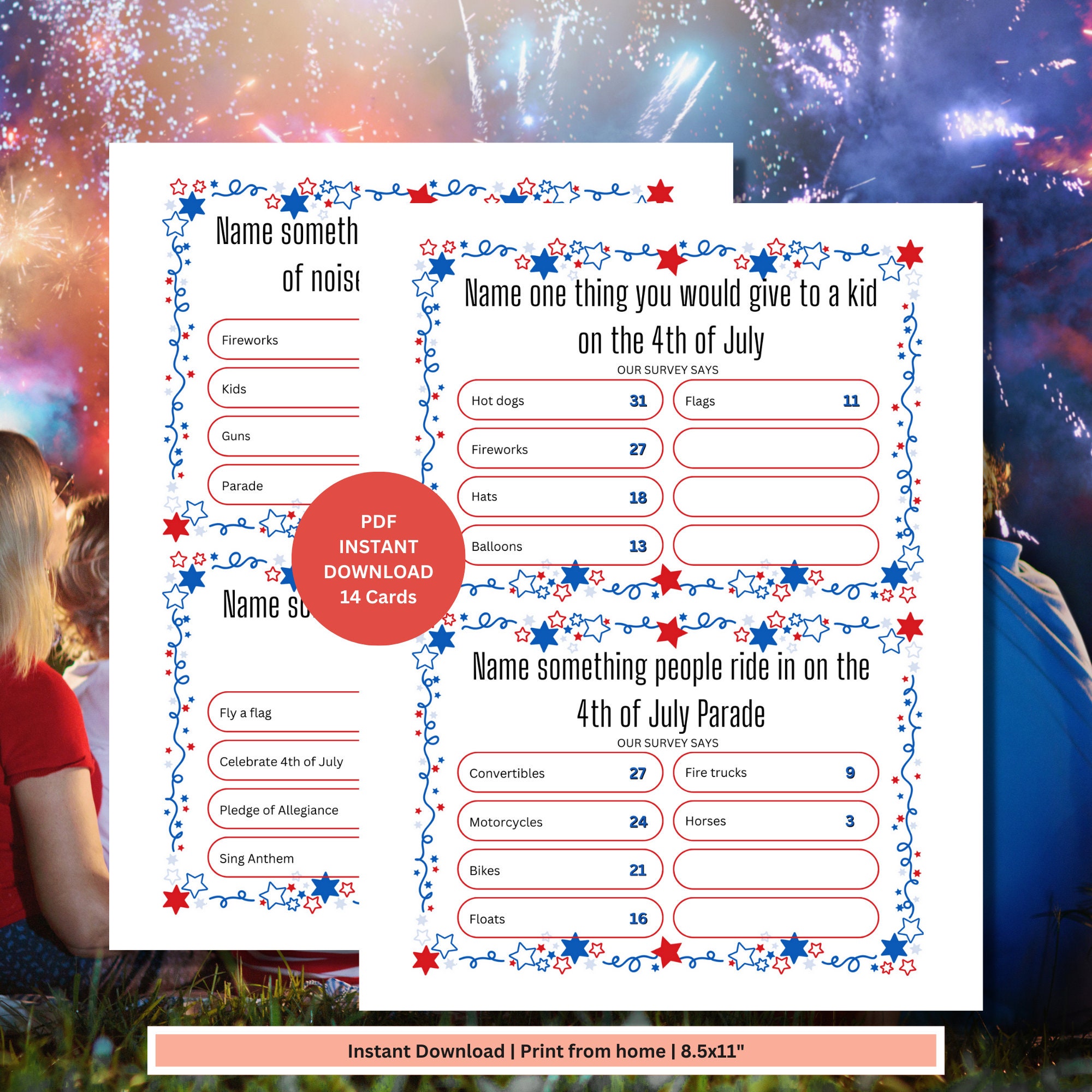 Family Feud 4th of July Game | Independence Day Printable Games | July ...