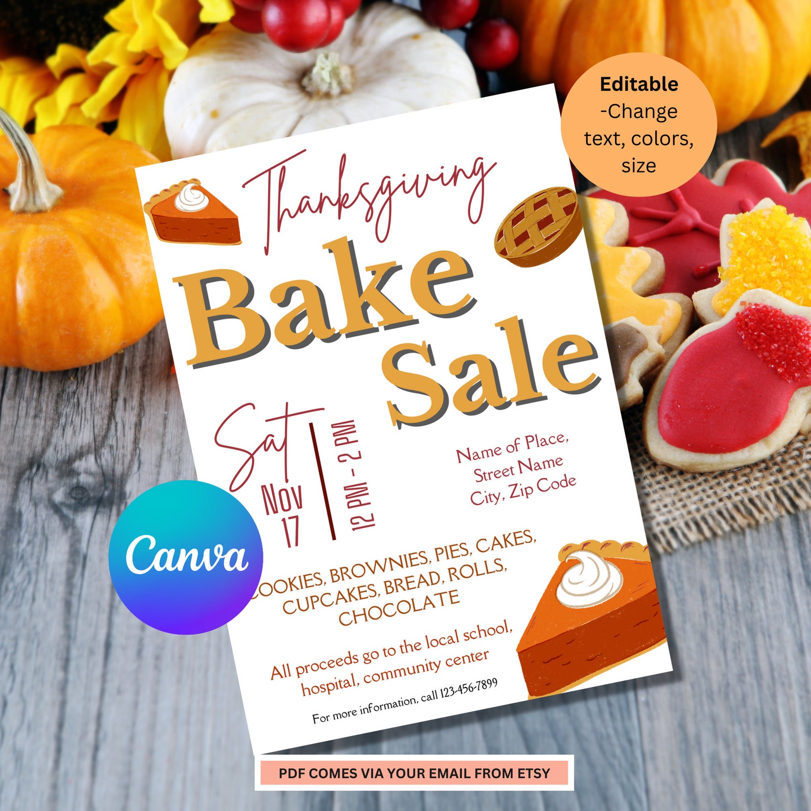 Thanksgiving Bake Sale Flyer Template Bake Sale Dessert Flyer Bake Sale ...