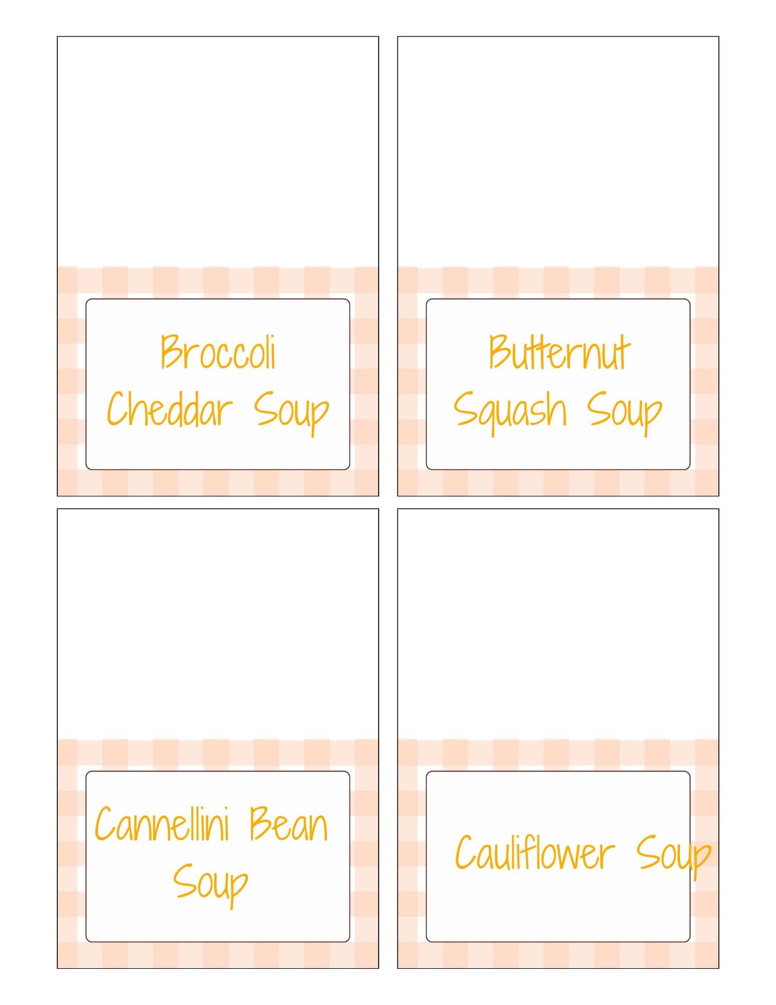 Soup Food Labels With Names Tent Cards Non-editable Printable | Soup ...