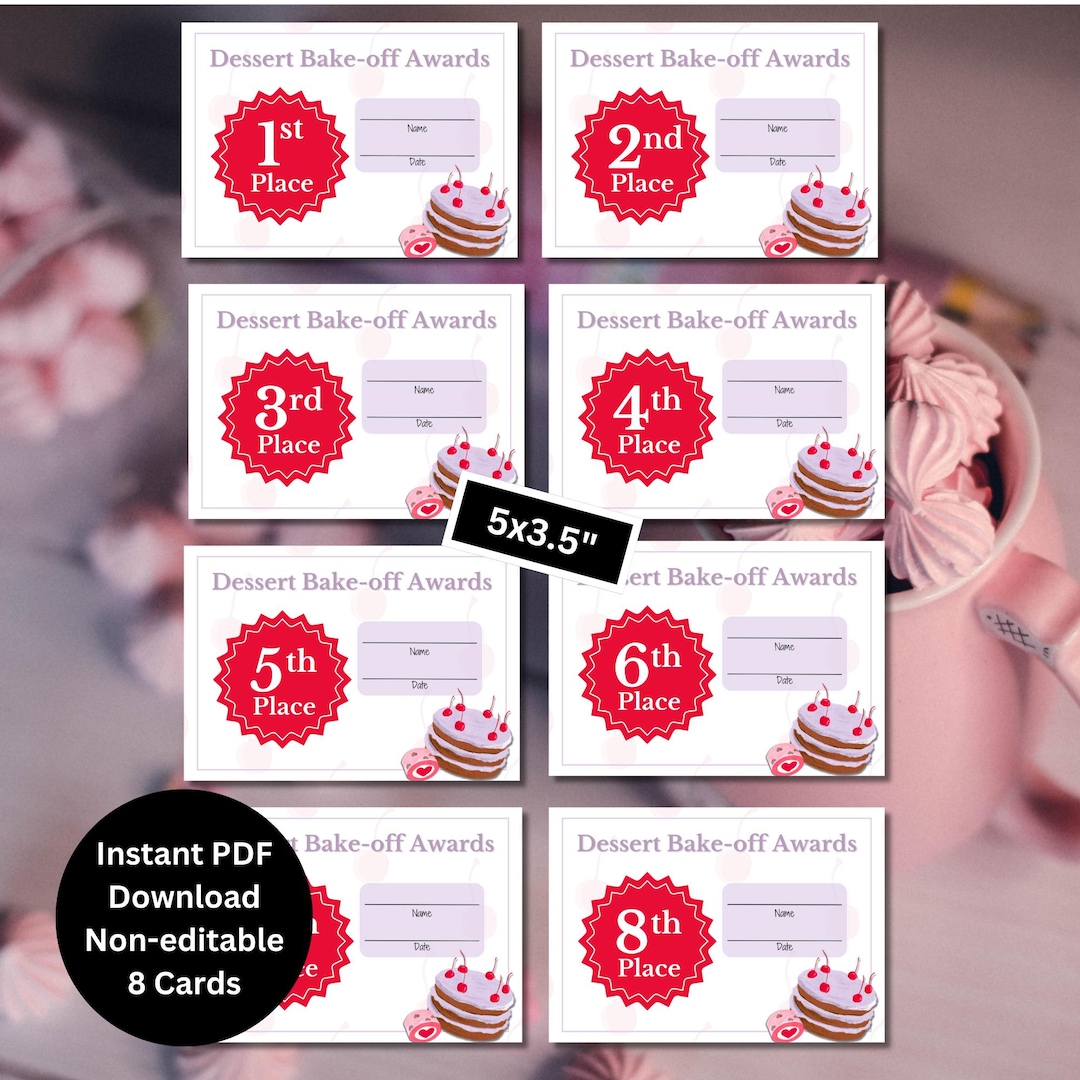 Dessert Bake-off Contest Award Cards| Dessert Competition | Baking ...