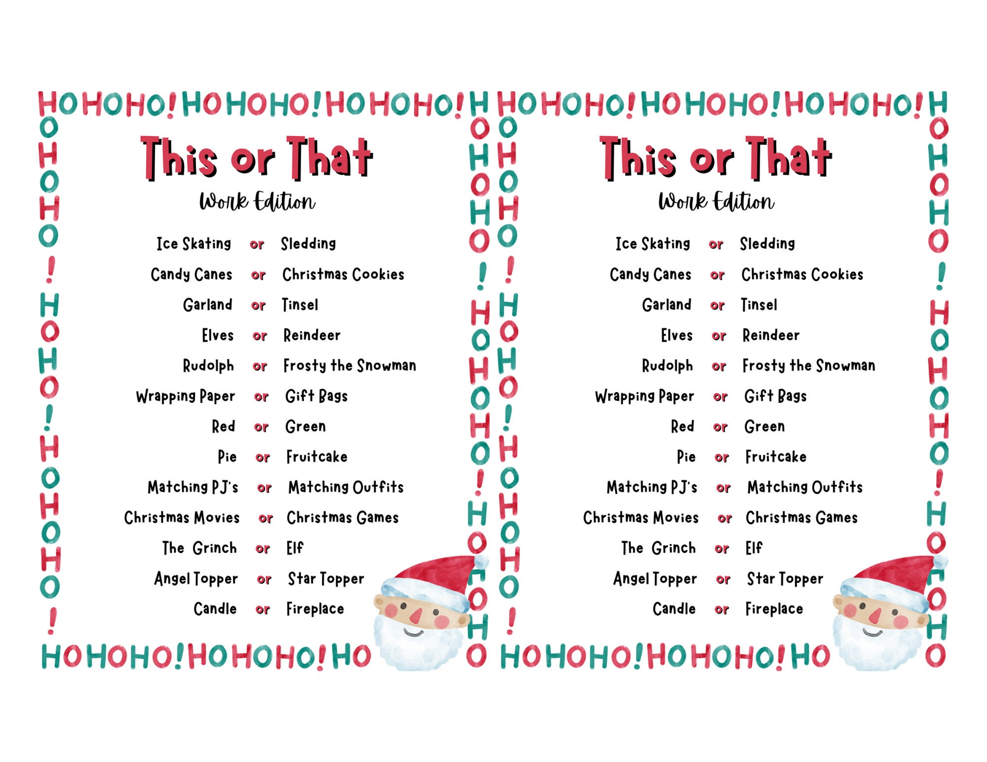 This or That Game Office Edition | This or That Christmas Game ...