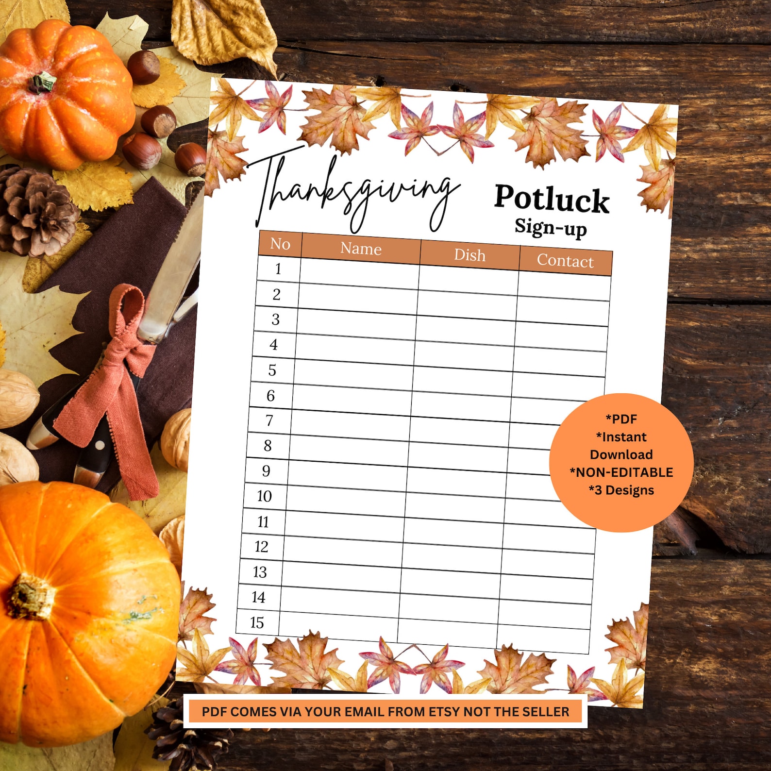 Potluck Sign up Sheet | Thanksgiving Potluck Sign up Sheet ...