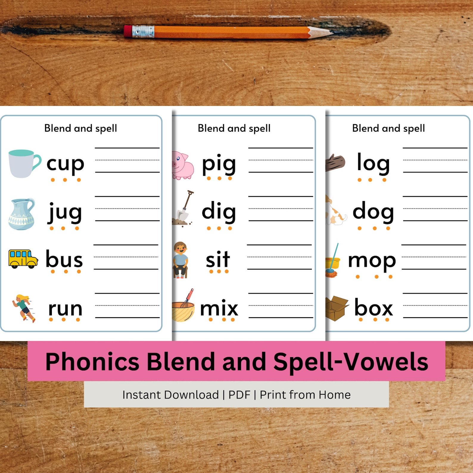 Phonics Worksheets Vowels | CVC Words | Phonics Games | Phonics ...
