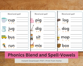 Phonics Worksheets Digraphs | CVC Words | Phonics Games | Phonics ...