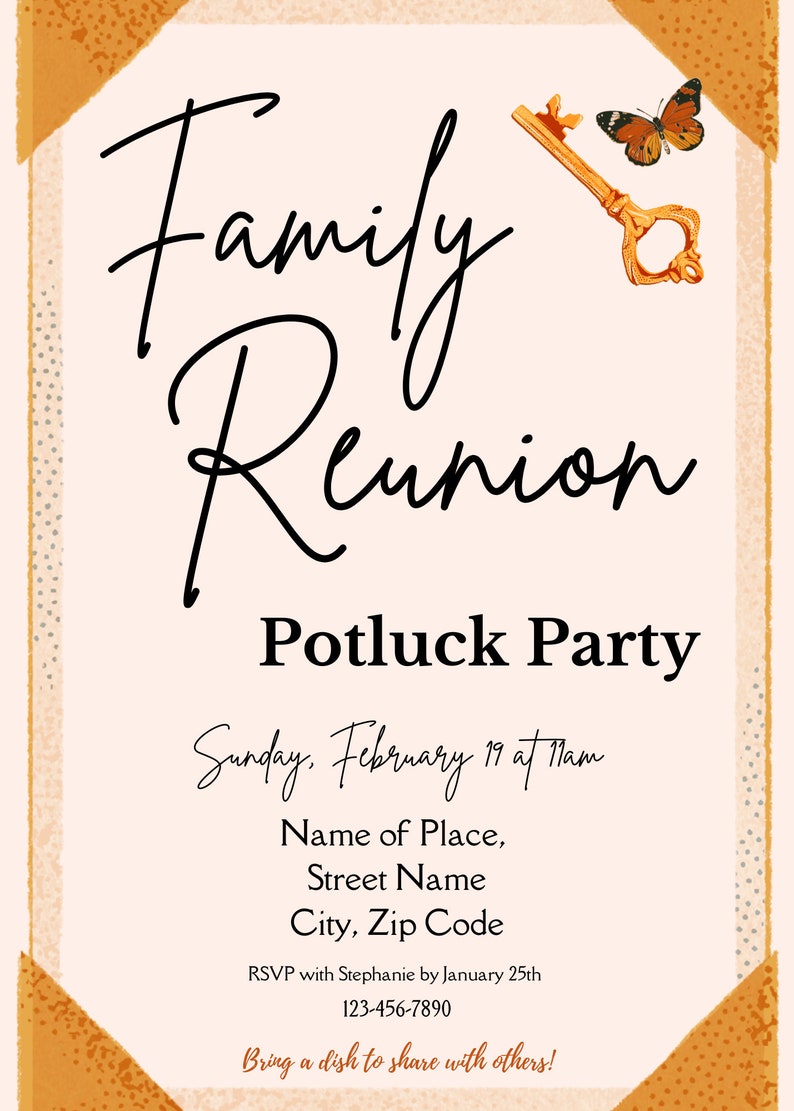 Family Potluck Invitation Template | Family Party Potluck Invite ...