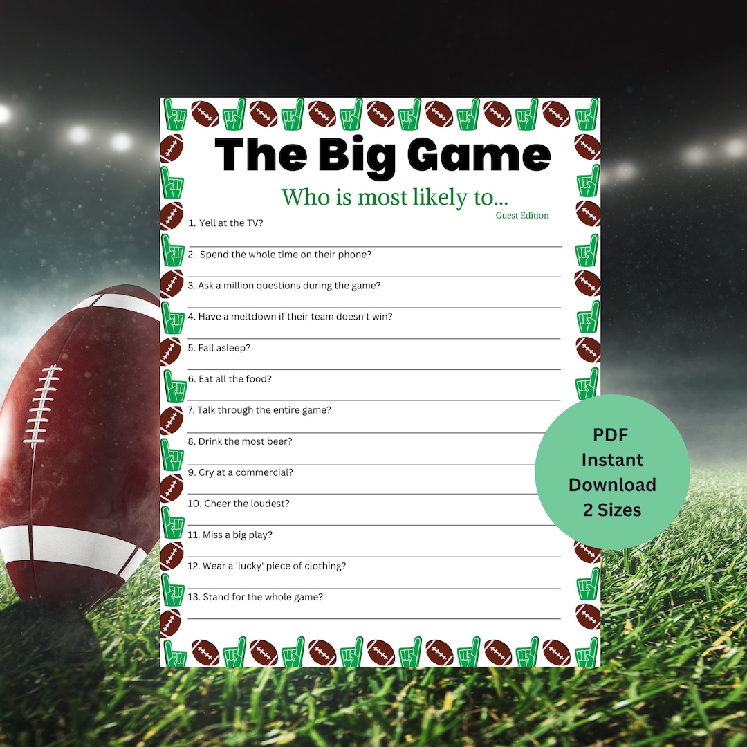 The Big Game Party Games the Big Game Who is Most Likely to Bingo Big ...