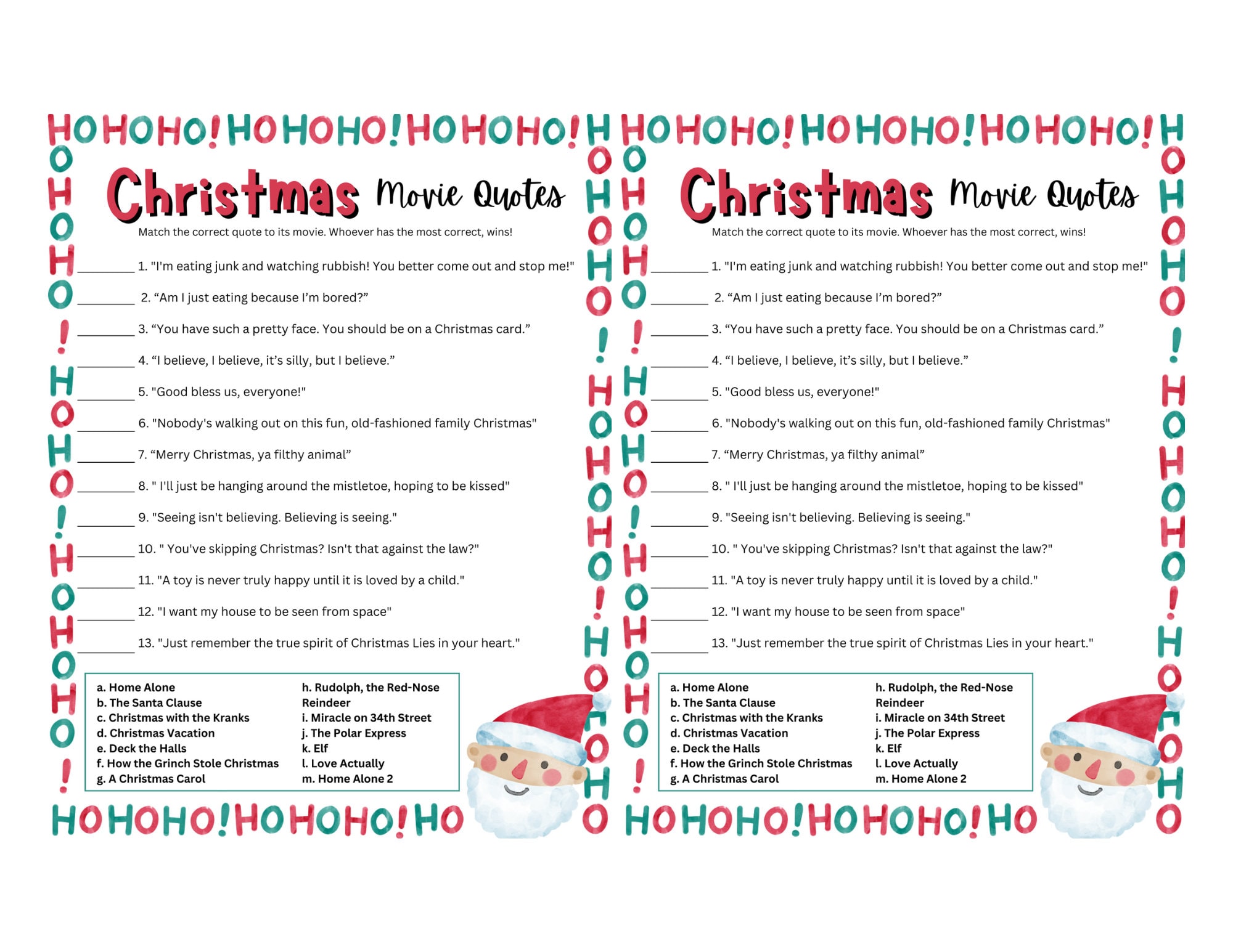 Christmas Movie Quotes| Christmas Games | Family Christmas Games | Fun ...