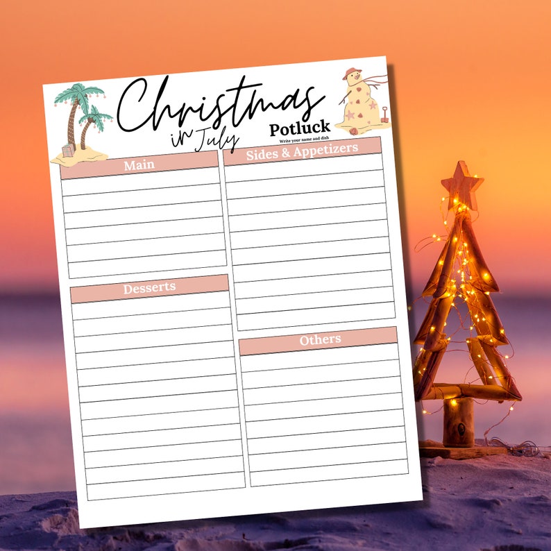 Potluck Sign up Sheet | Christmas in July Potluck Sign up Sheet ...