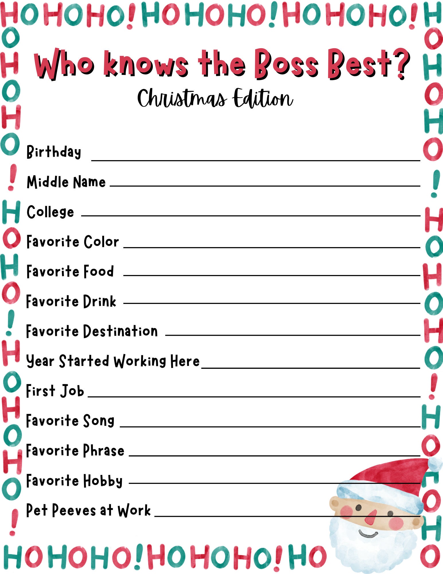 Who Knows the Boss Best Game | Christmas Games | Christmas Work Games ...