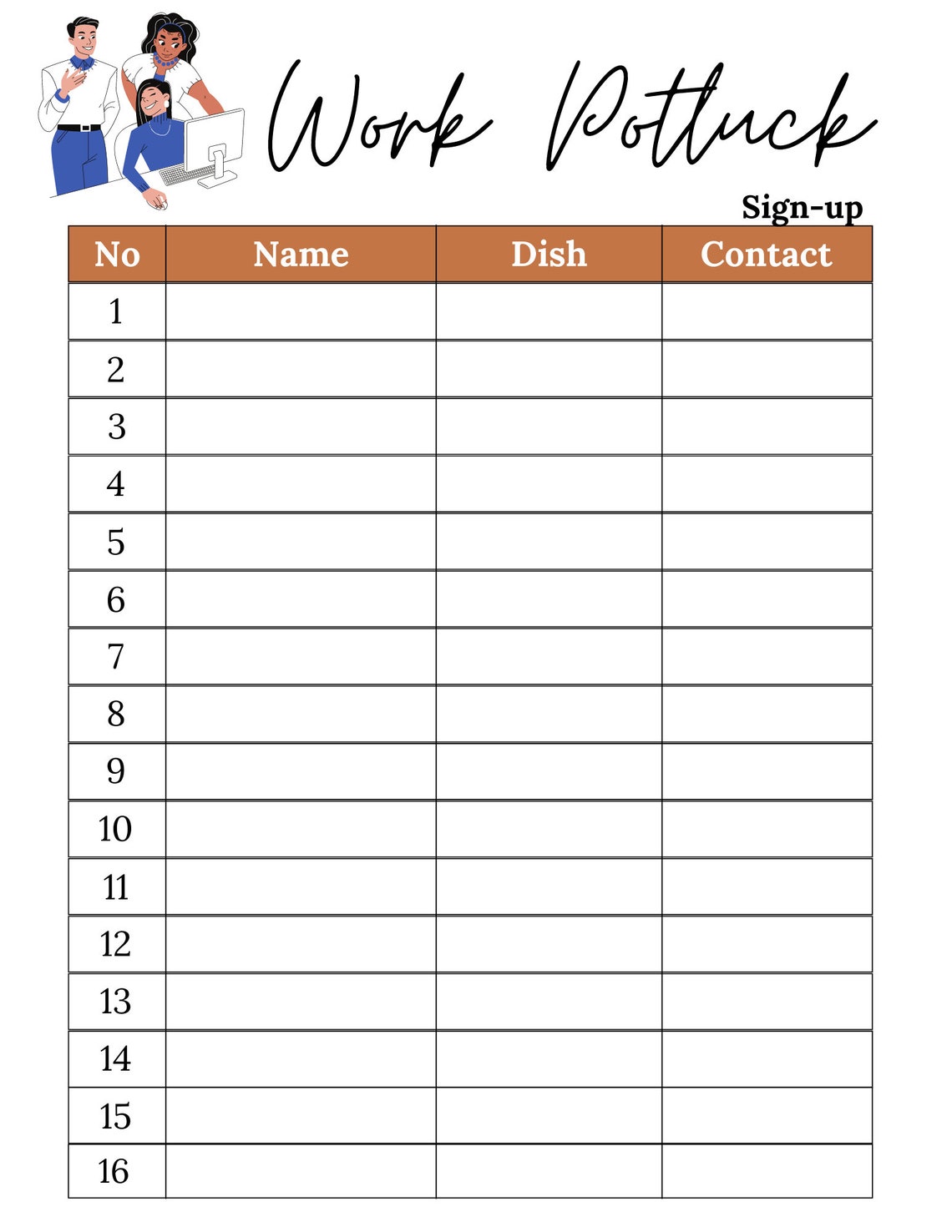 Work Potluck Sign up Sheet Work Potluck Sign up Sheet Work - Etsy Canada