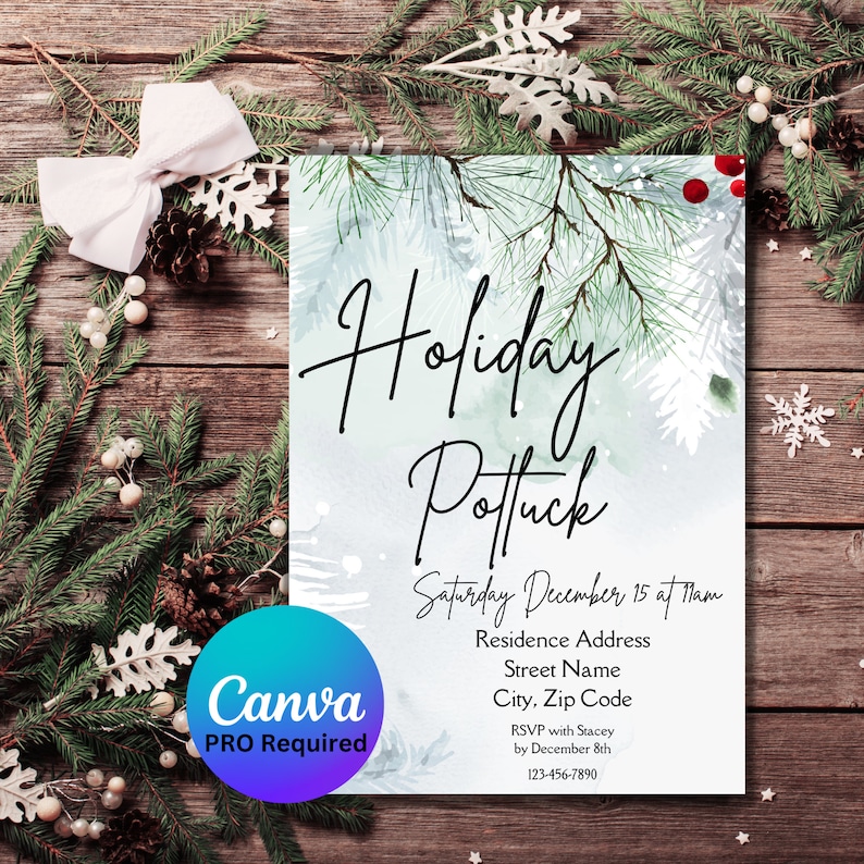 Holiday Potluck Template | Editable Holiday Potluck | Holiday Potluck ...