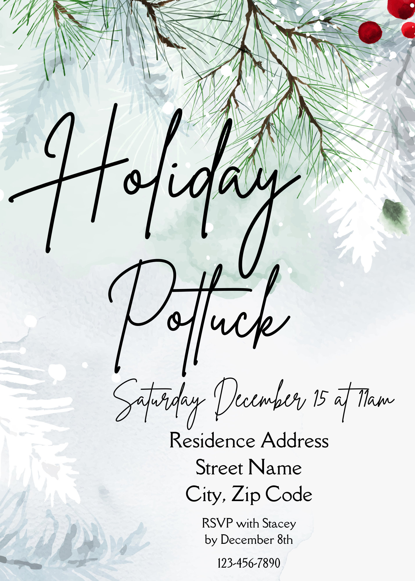 Holiday Potluck Template | Editable Holiday Potluck | Holiday Potluck ...