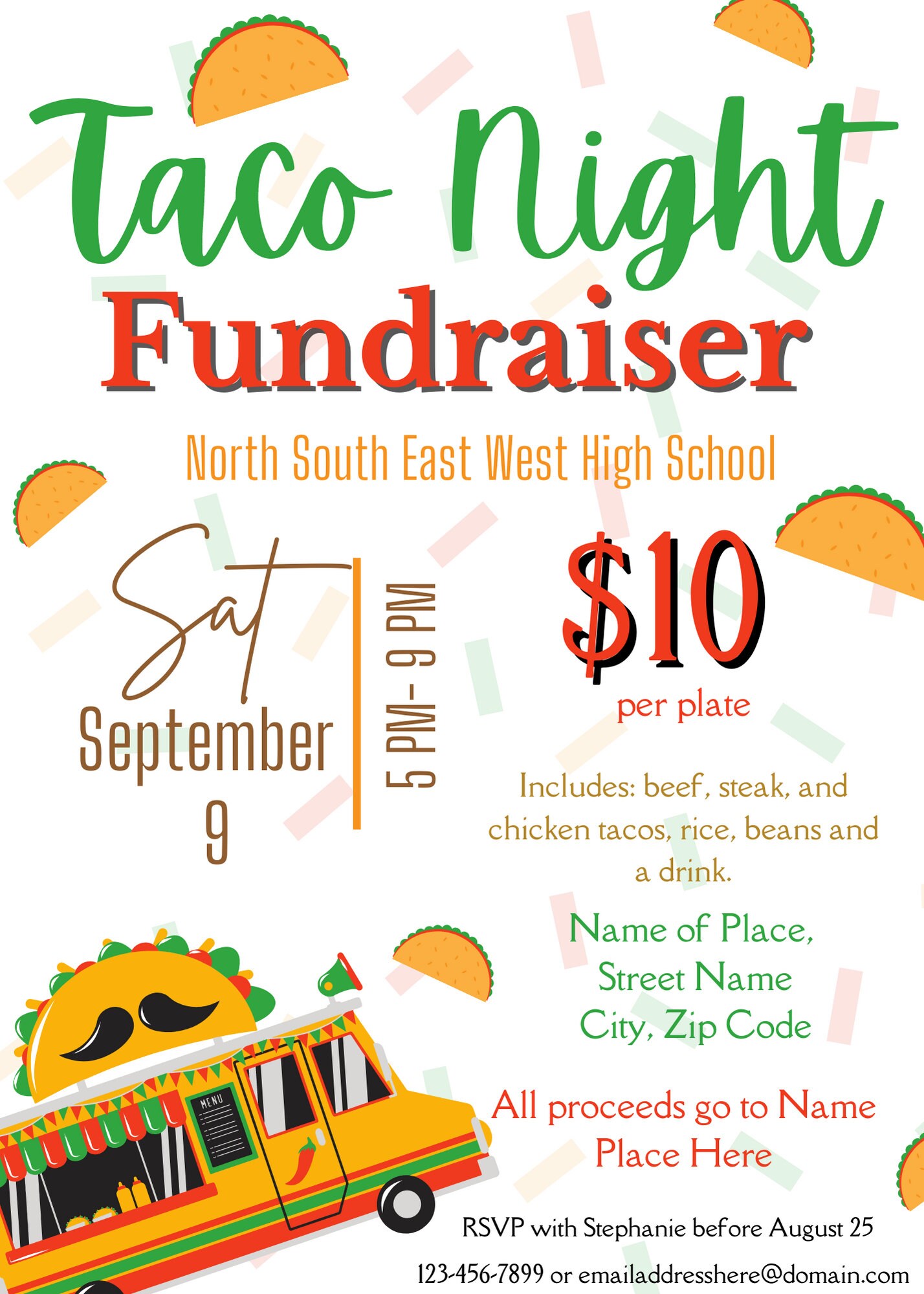 Taco Night Fundraiser Invitation Template | Taco Night Fundraiser Flyer ...