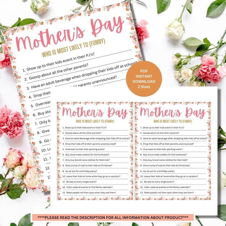 Who is Most Likely Mother's Day Game | Mothers Day Game | Mother's Day ...
