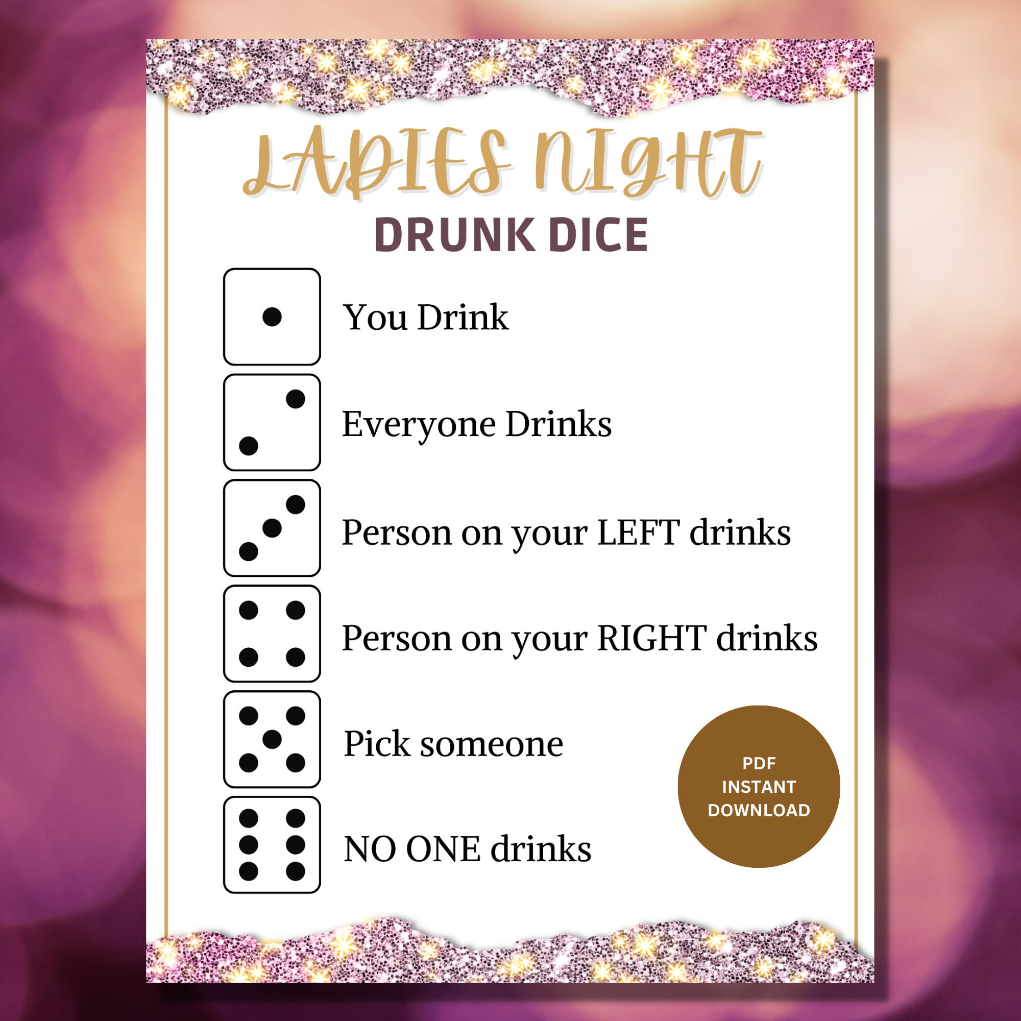 Ladies Night Out Games Drunk Dice Girls Night Out Girls Night in Adult ...