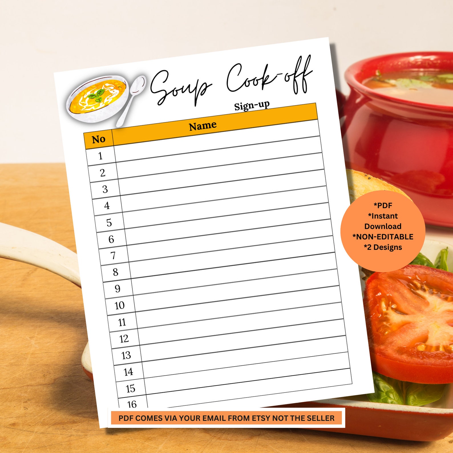 Soup Cook-off Sign up Sheet | Soup Cook off Sheet | Soup Cookoff | Soup ...