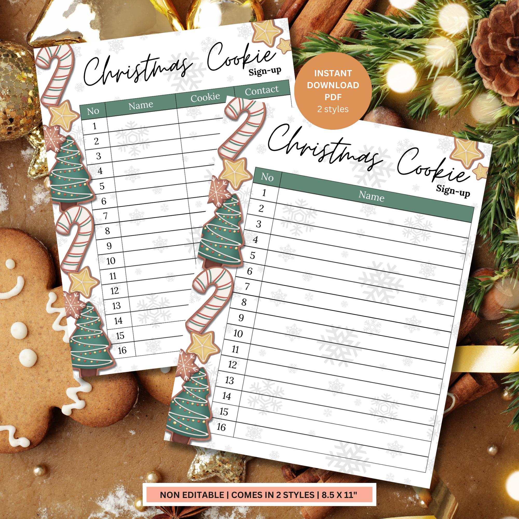 Christmas Cookie Sign up Sheet | Christmas Cookies Exchange | Christmas ...