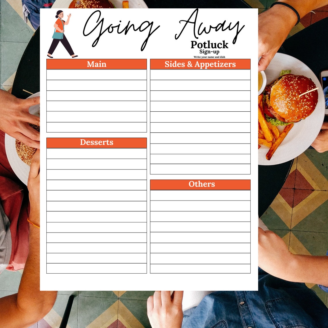 Potluck Sign up Sheet Going Away Potluck Sign up Sheet Going Away ...