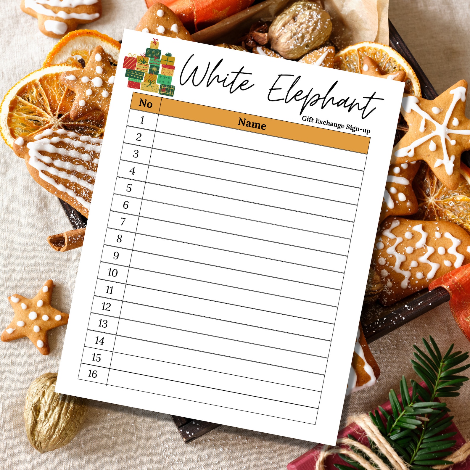 White Elephant Gift Exchange Sign up Sheet | Gift Exchange Sign up ...