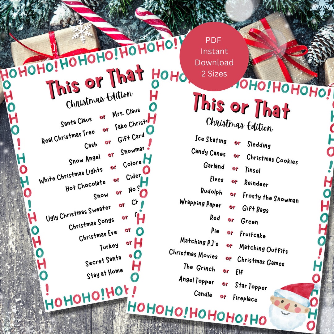 This or That Game | This or That Christmas Game | Christmas Games ...