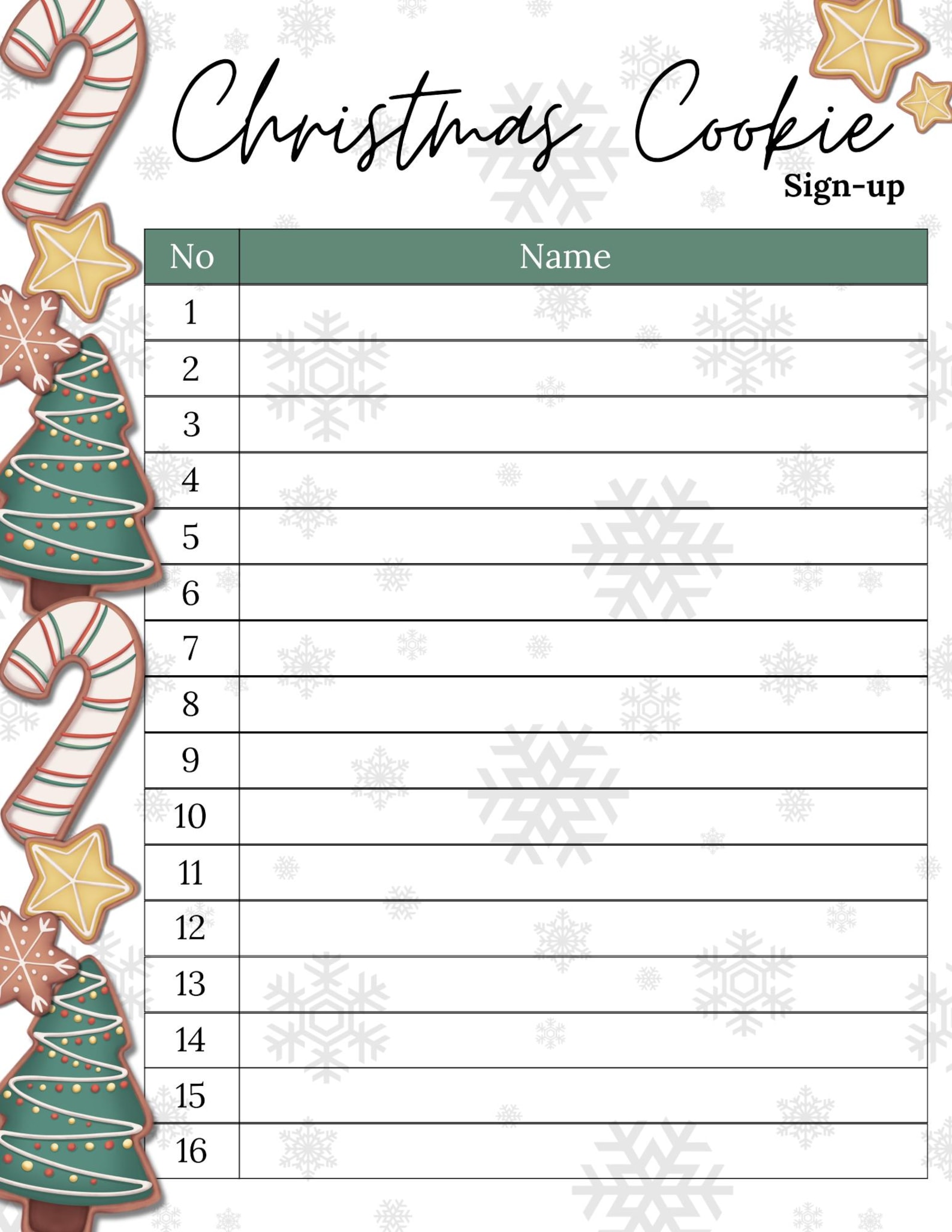 Christmas Cookie Sign up Sheet | Christmas Cookies Exchange | Christmas ...