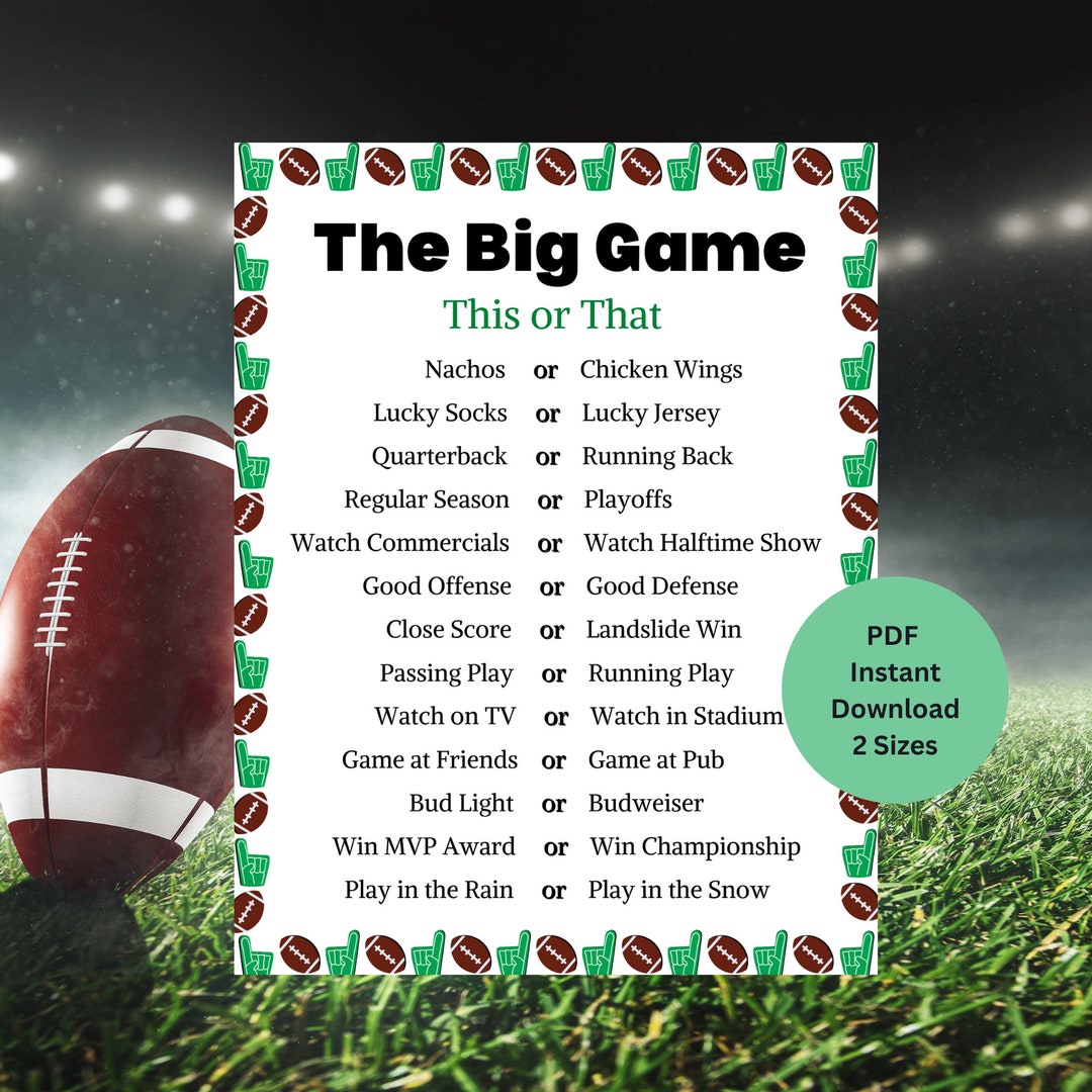 The Big Game Party Games the Big Game This or That Big Game Games ...
