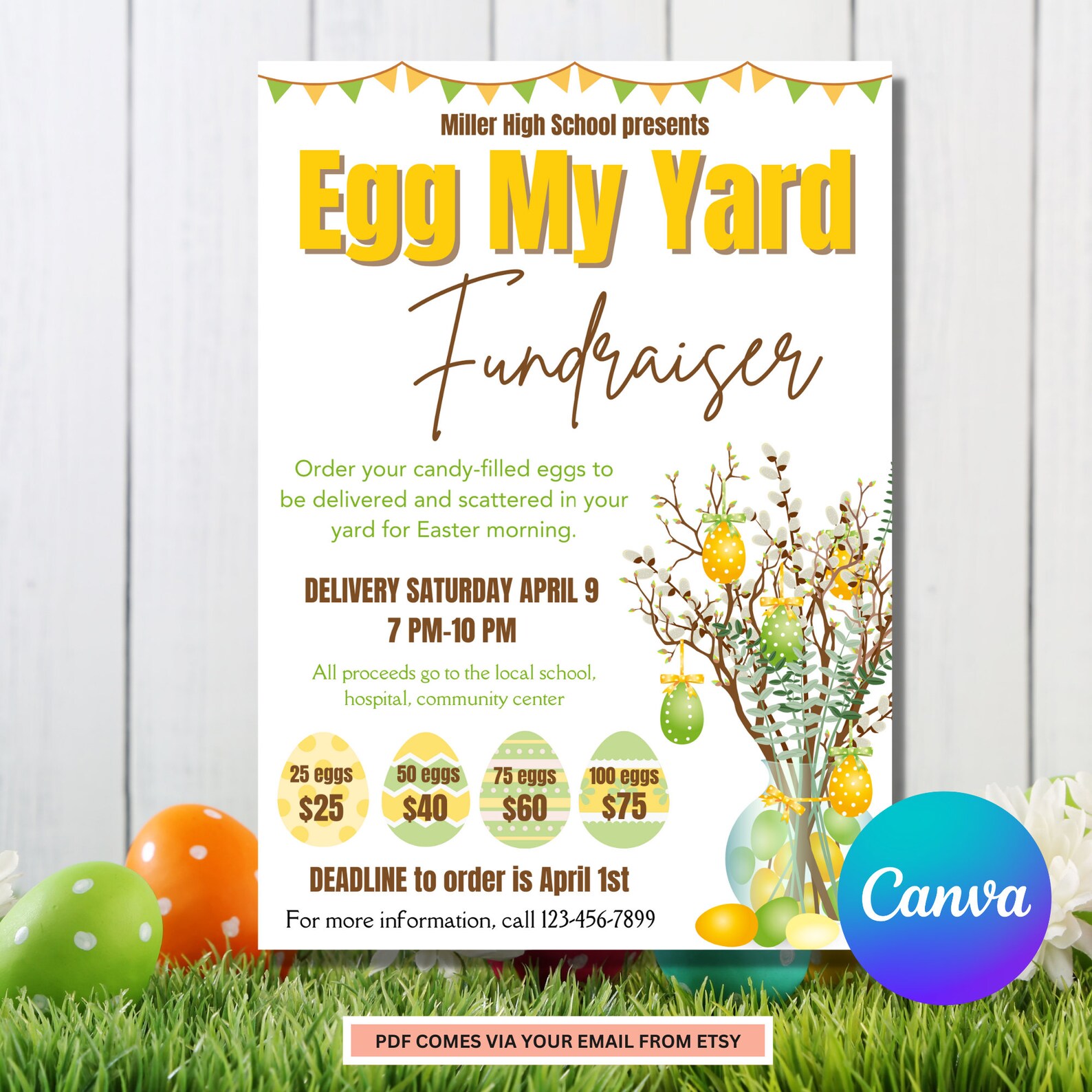 Egg My Yard Easter Flyer Template | Easter Fundraiser Flyer | Egg My ...