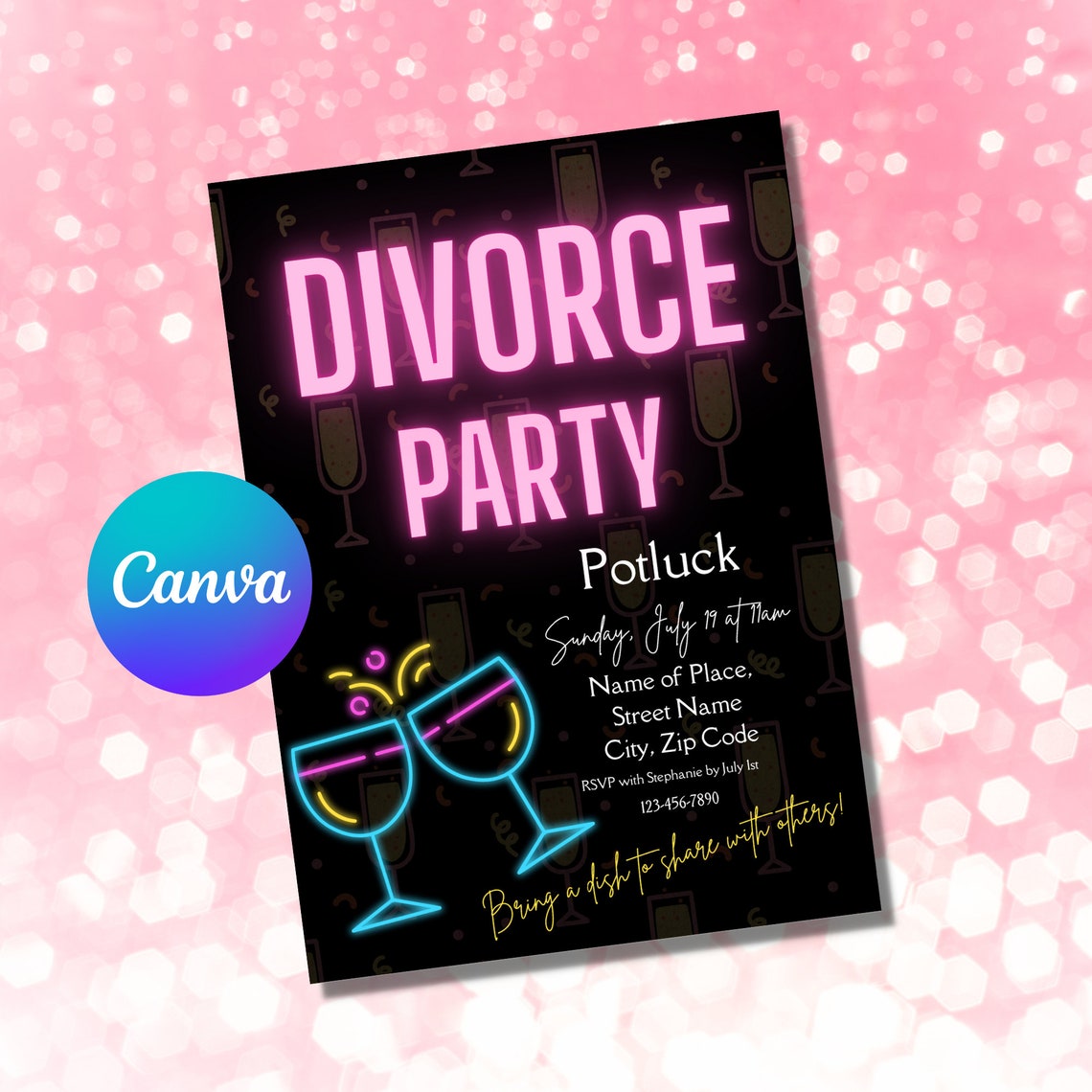 Divorce Party Potluck Invitation Template | Divorce Party Potluck Invite | Divorce Party Potluck ...
