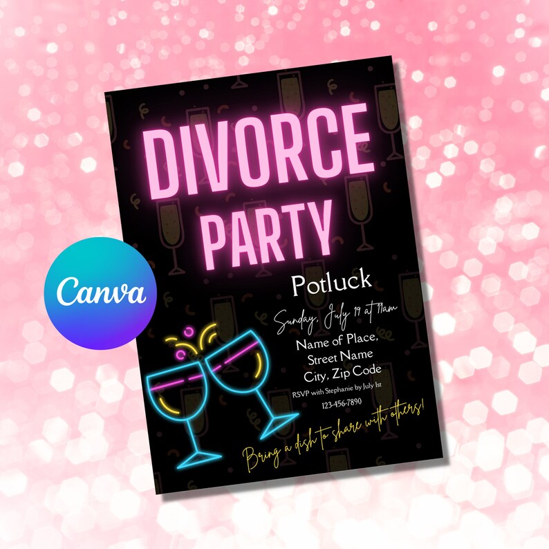 Divorce Party Potluck Invitation Template | Divorce Party Potluck ...