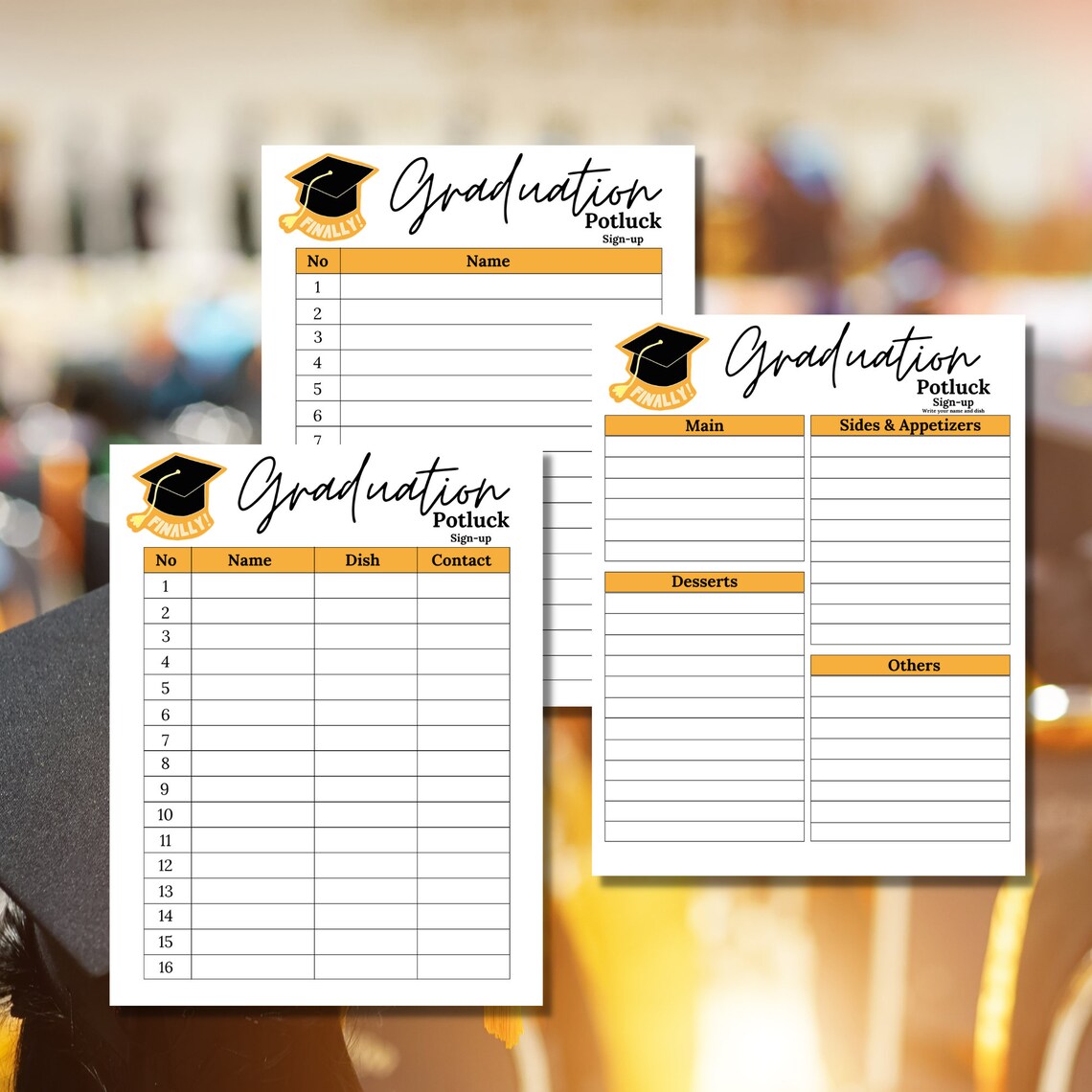 Potluck Sign up Sheet Graduation Potluck Sign up Sheet Grad Potluck ...