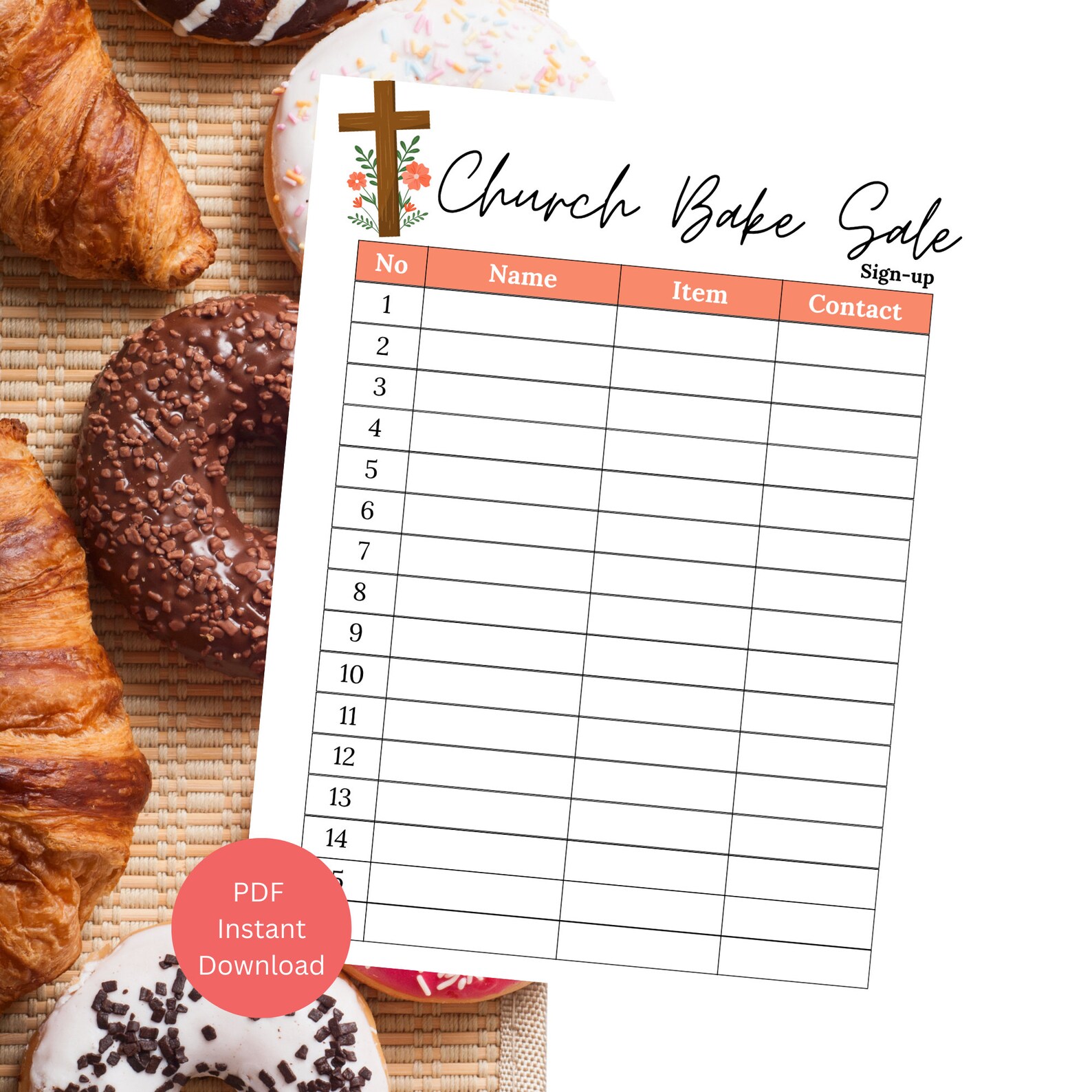 Church Bake Sale Sign up Sheet | Church Bake Sale Sheet | Printable ...