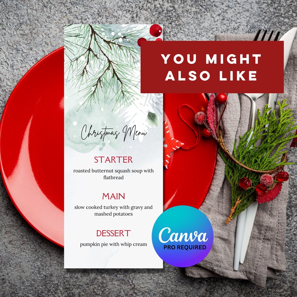 Christmas Menu Editable Christmas Menu Template Christmas Dinner Party ...