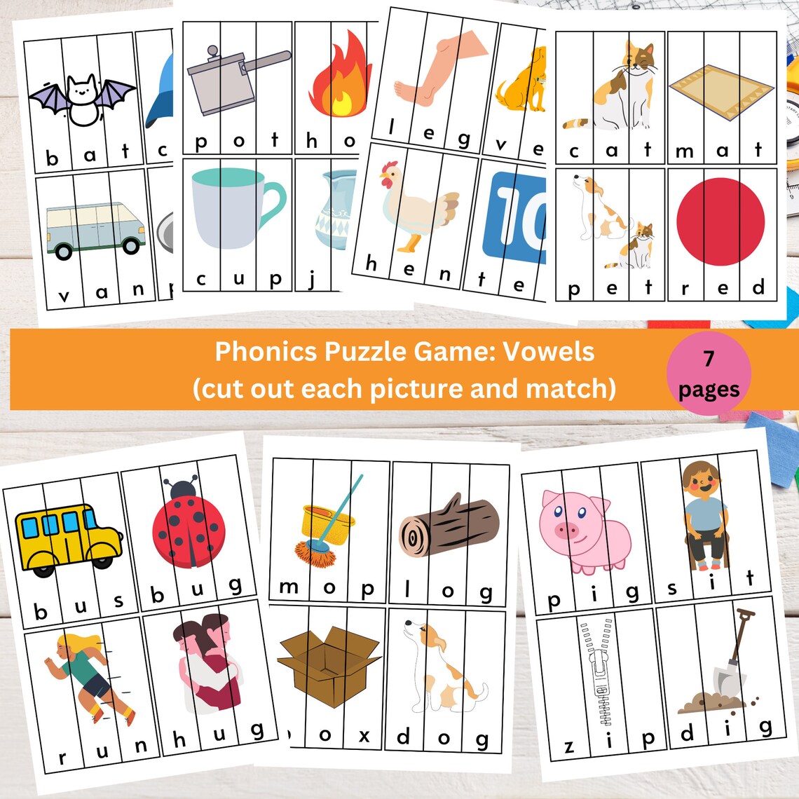 Phonics Puzzles Vowels CVC Words Phonics Games Phonics Activities CVC ...