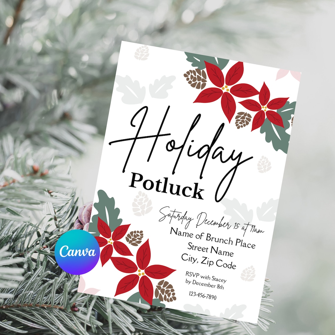 Holiday Potluck Template Editable Holiday Potluck Invite Holiday ...